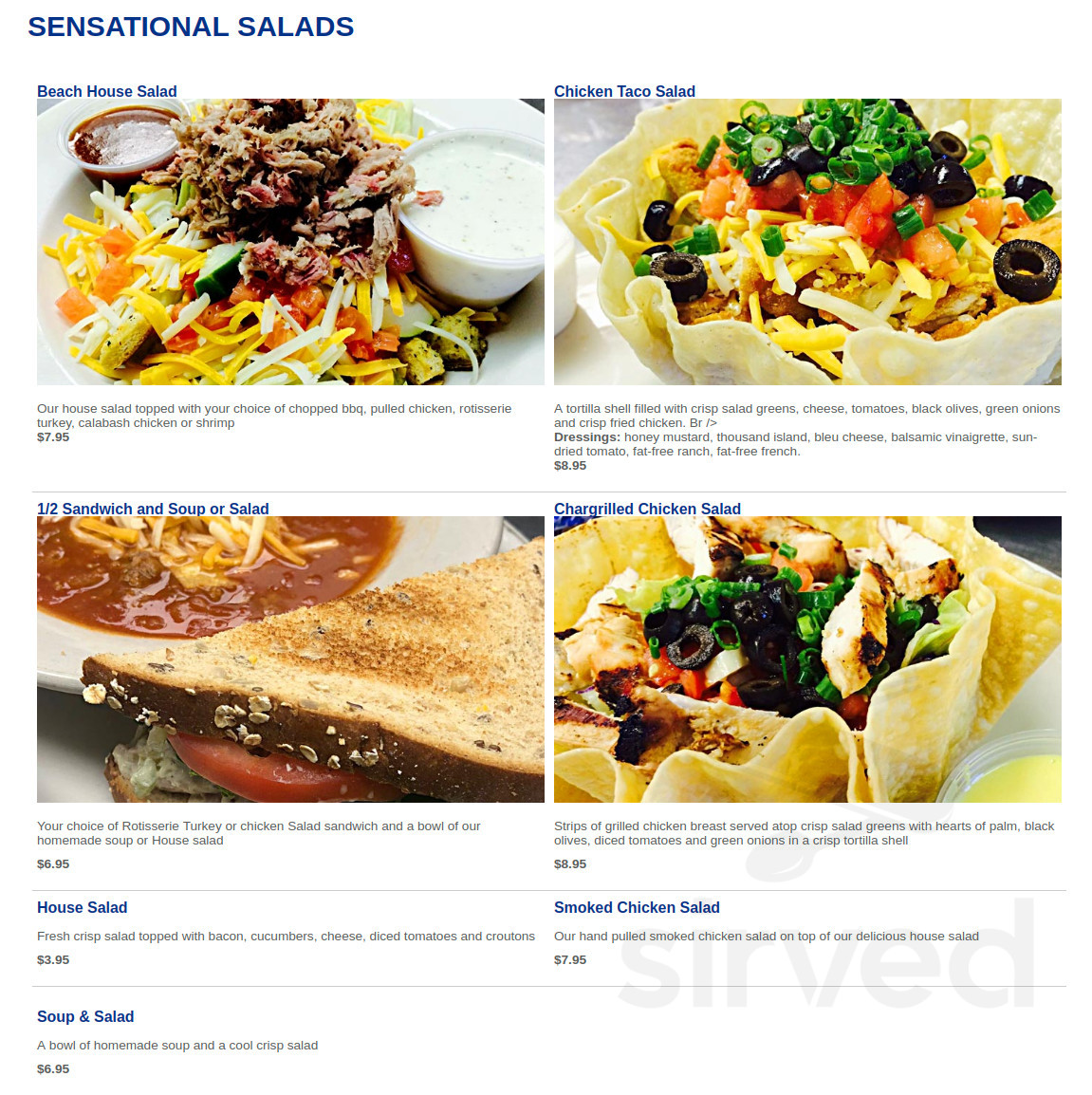 Daddy Joe's Beach House BBQ and Grill menu in Gaffney, South Carolina, USA