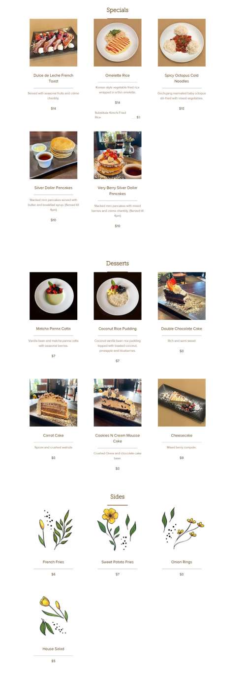 The Sweet Sap menu in Queens, New York, USA