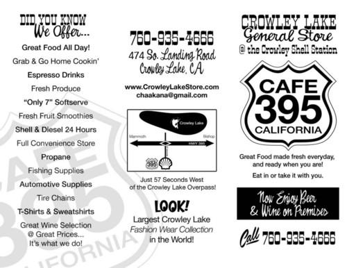 Crowley Lake General Store menu in Crowley Lake, California, USA