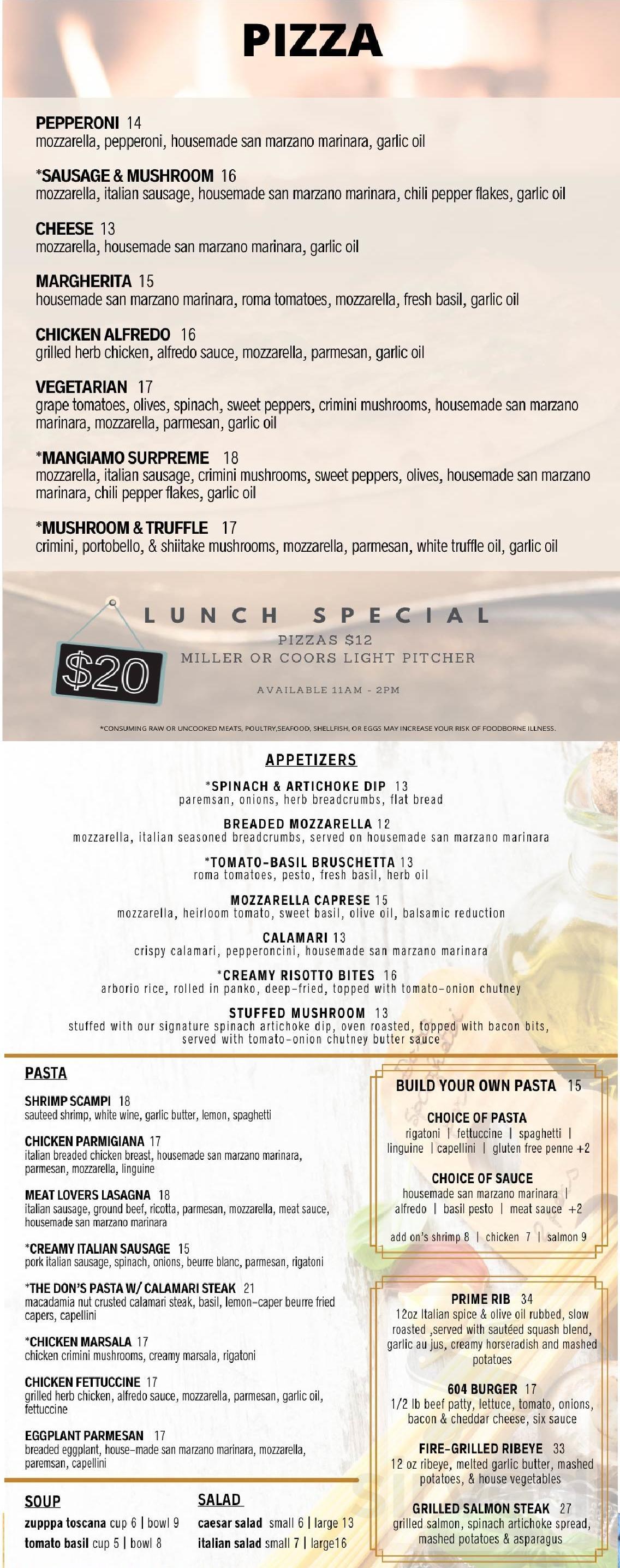 Mangiamo by 604 menus in Honolulu, Hawaii, United States