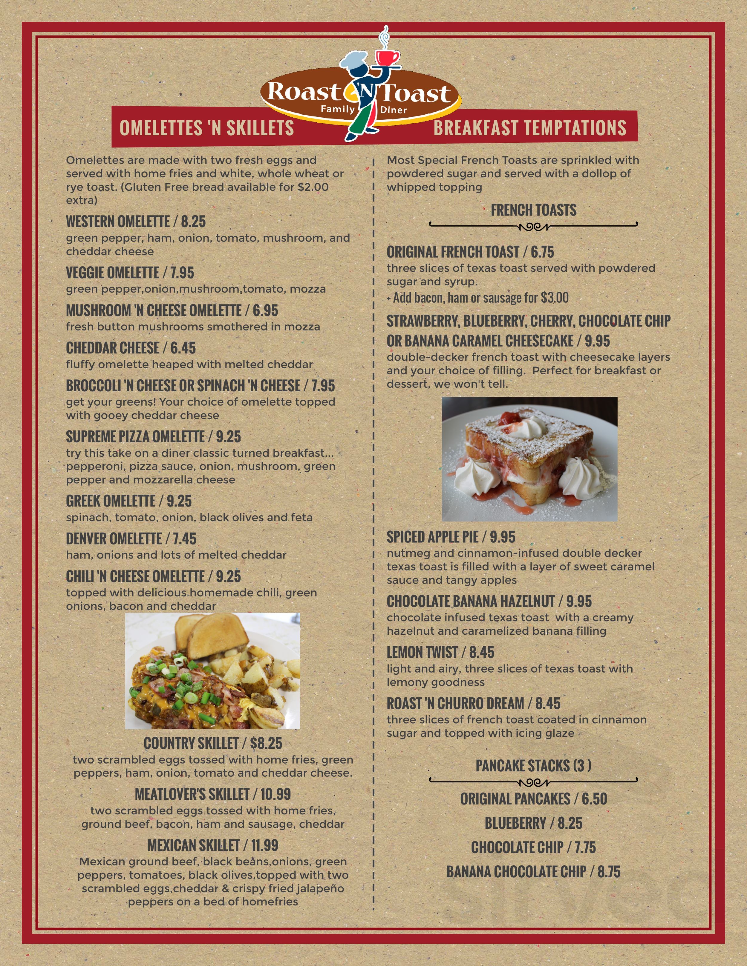 Menu - Windsor ON's Roast 'N Toast Family Diner | Sirved