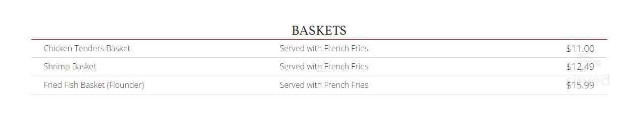 Ocean Bites menu in Ocean City, Maryland, USA