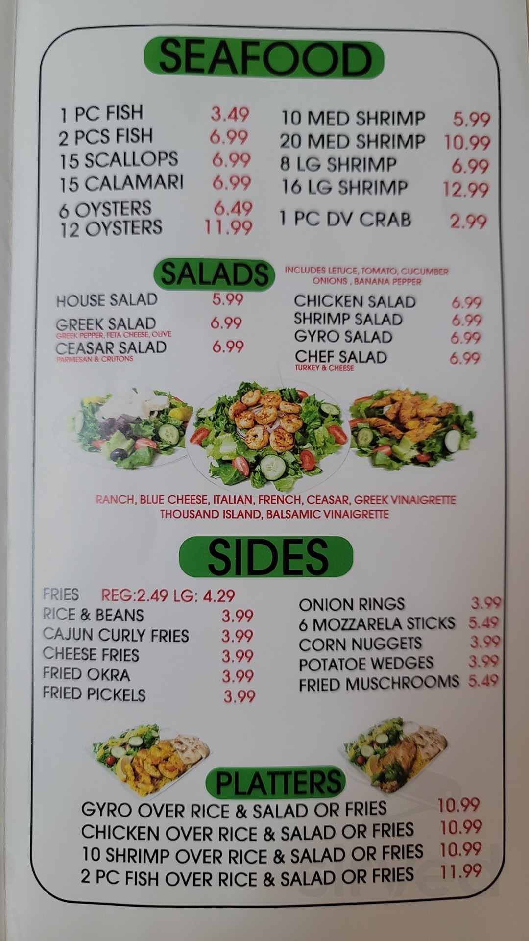 Gyro King menu in Jacksonville, Florida, USA