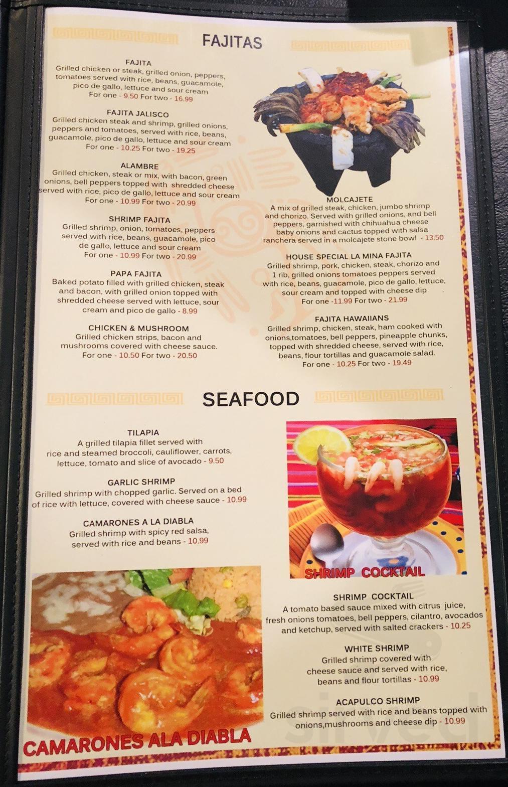 La Mina Mexican Restaurant menus in Burnsville, Mississippi, United States