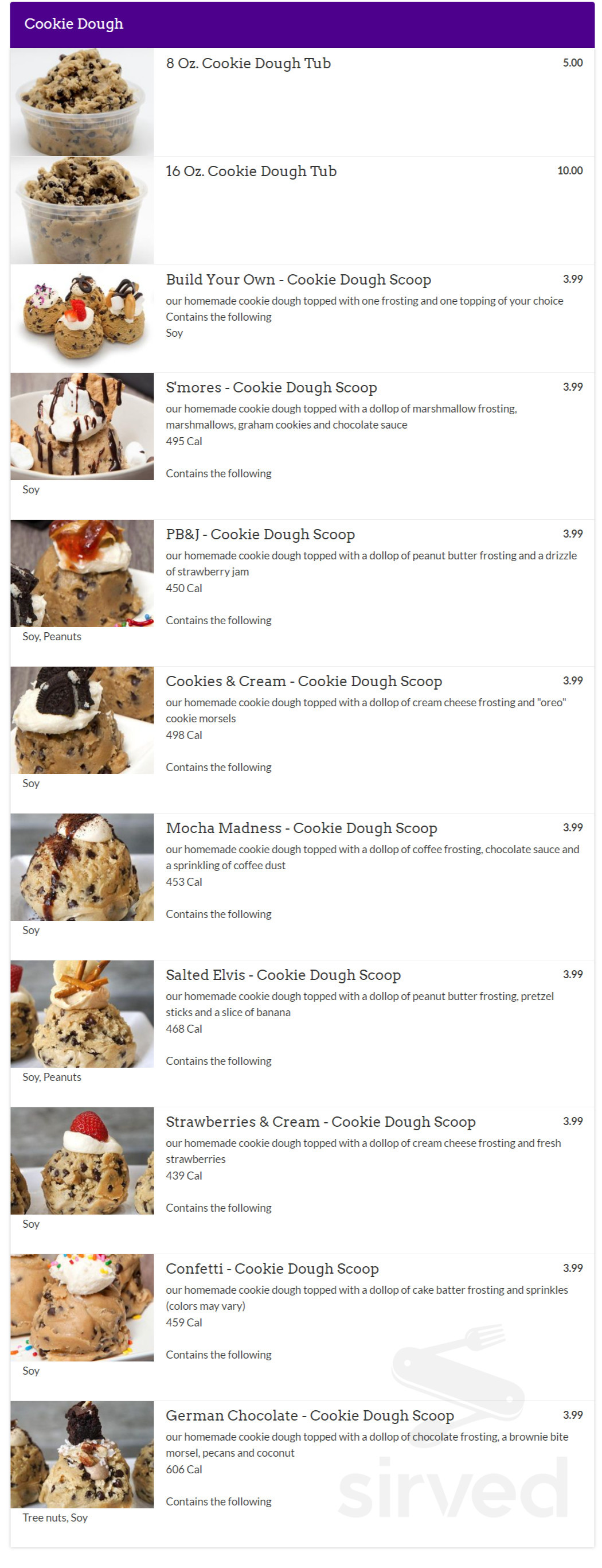Cinnaholic menu in Evanston, Illinois, USA