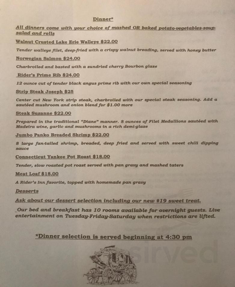 Riders Inn menus in Painesville, Ohio, United States