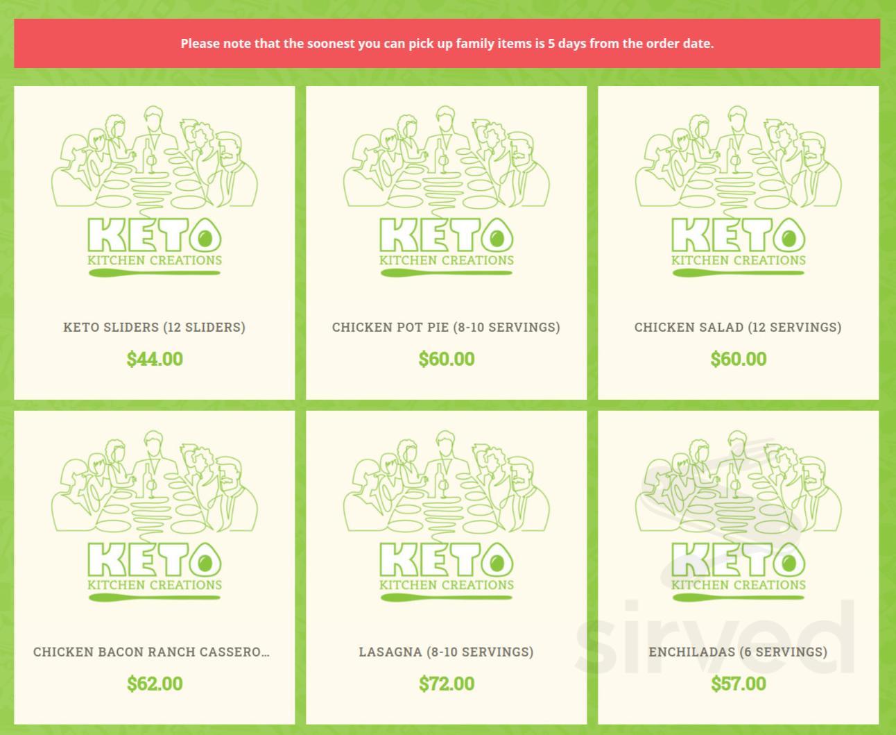 Keto Kitchen Creations menu in Fort Worth, Texas, USA