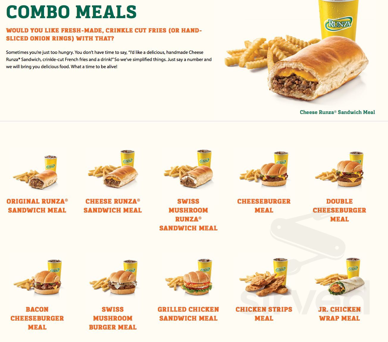 Menu - Omaha NE's Runza Restaurant | Sirved