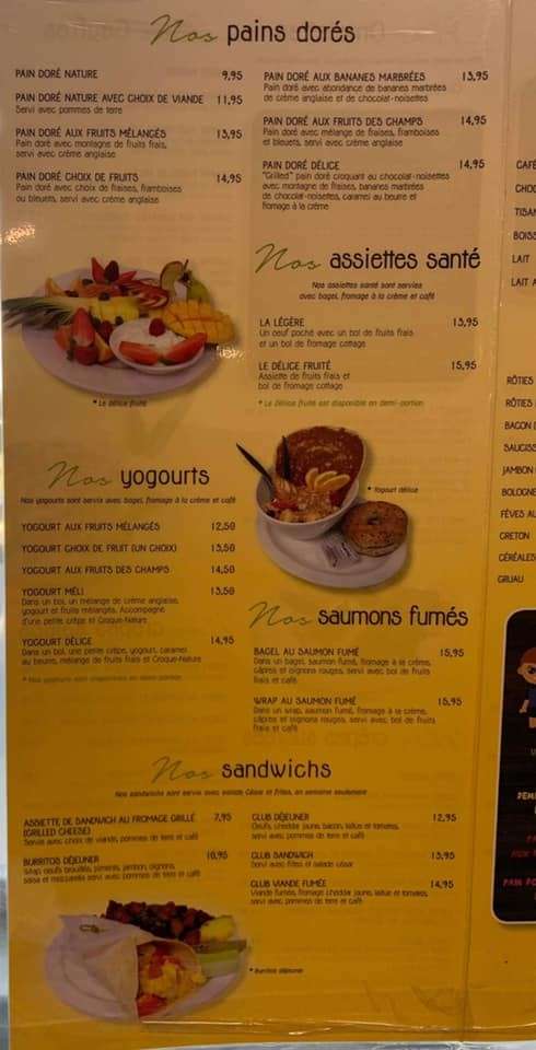 Coco Frutti Windsor menu in Windsor, Quebec, Canada