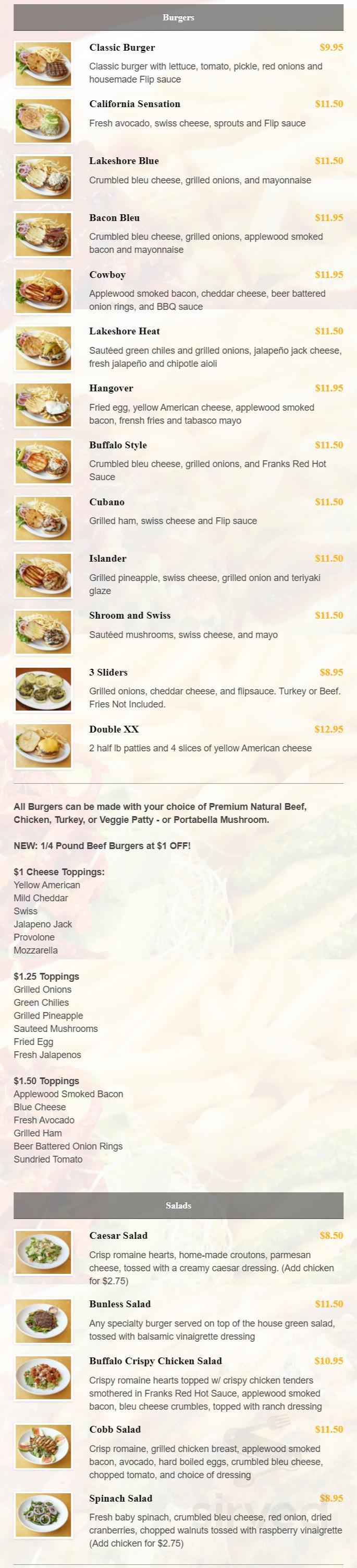 Menu - Oakland CA's Flipside Burgers, Fries and Shakes | Sirved