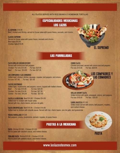Los Lazos menu in Galveston, Texas, USA