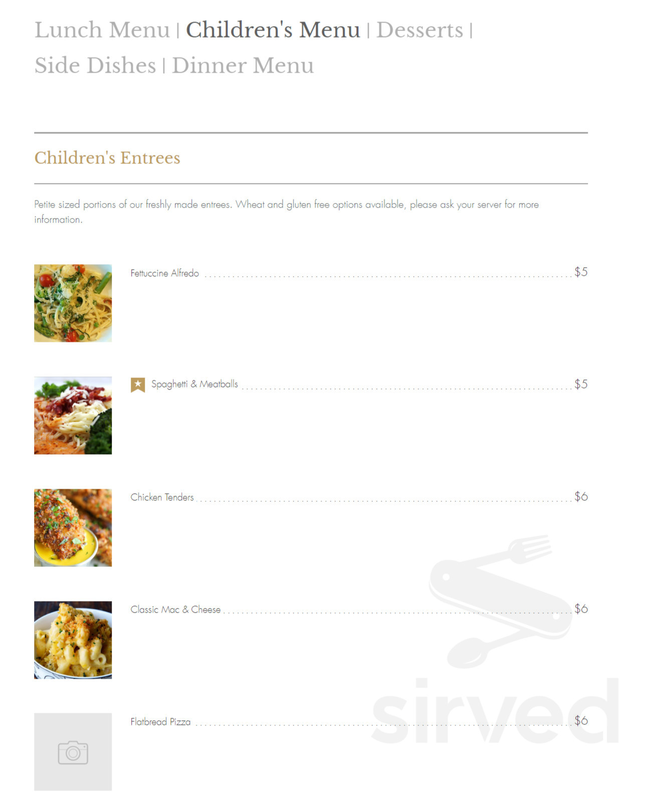 Cafe Pasta menu in Greensboro, North Carolina, USA