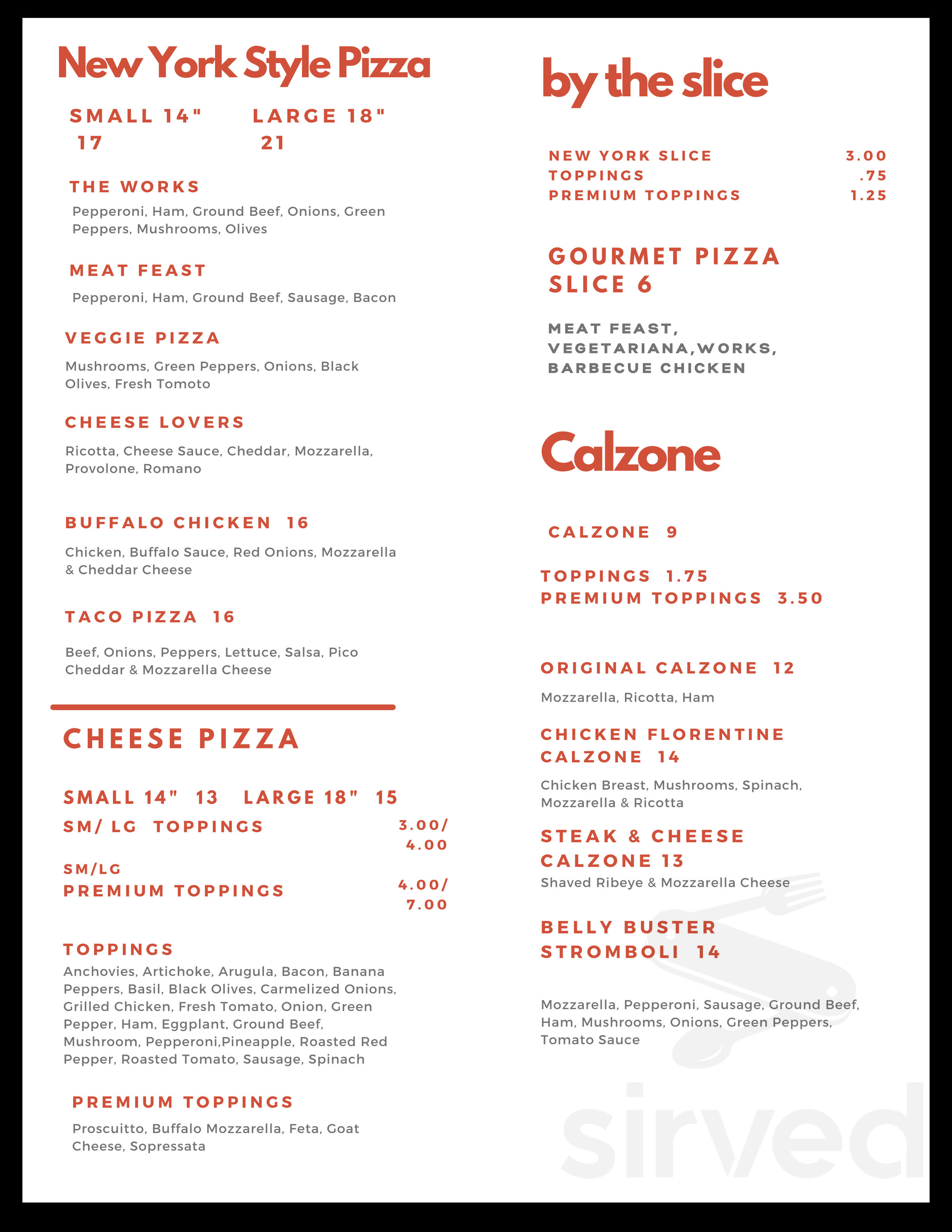 Castiglia's Italian Restaurant menu in Fredericksburg, Virginia, USA