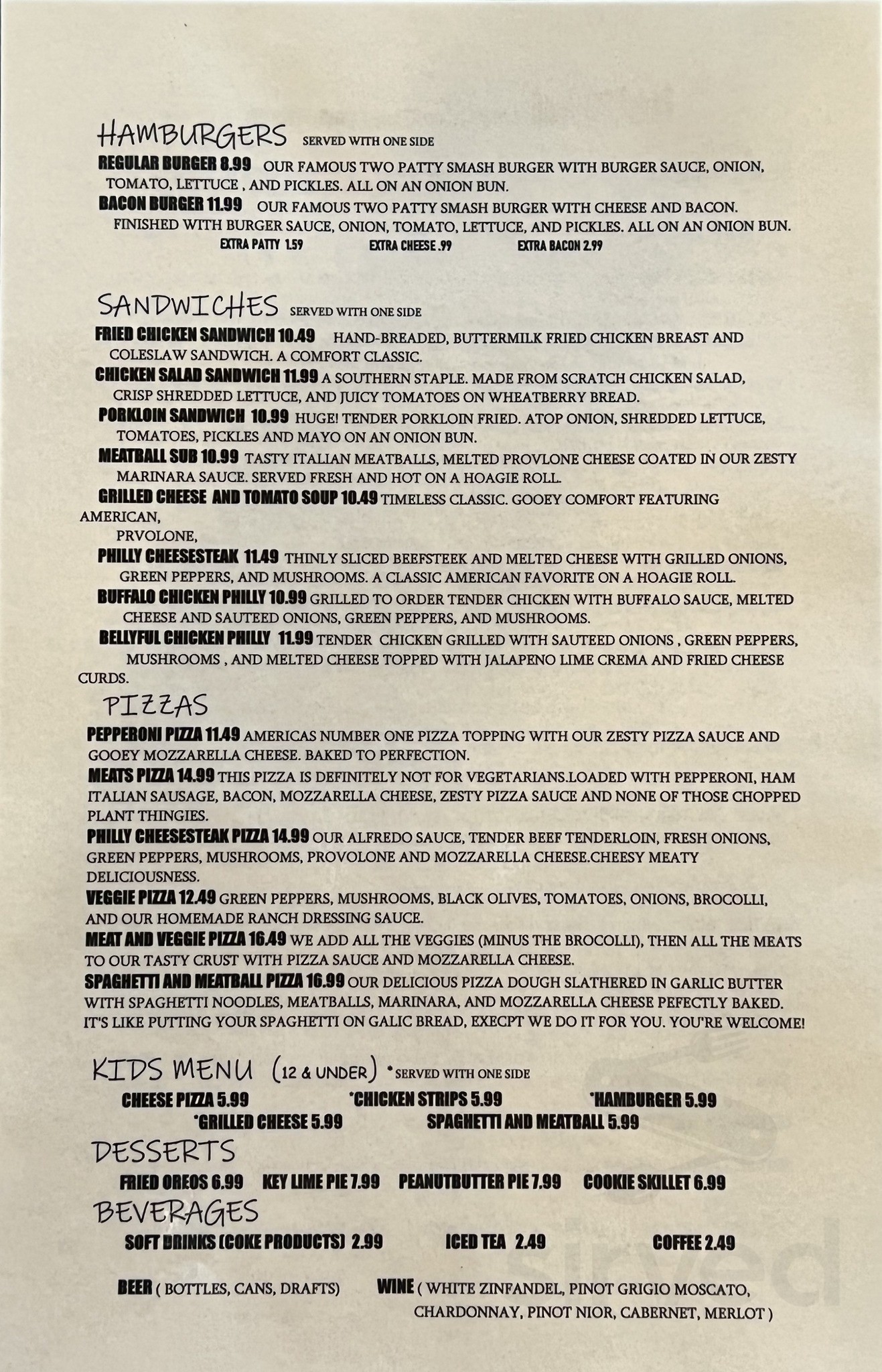 Menu - Panama City FL's Bellyful | Sirved