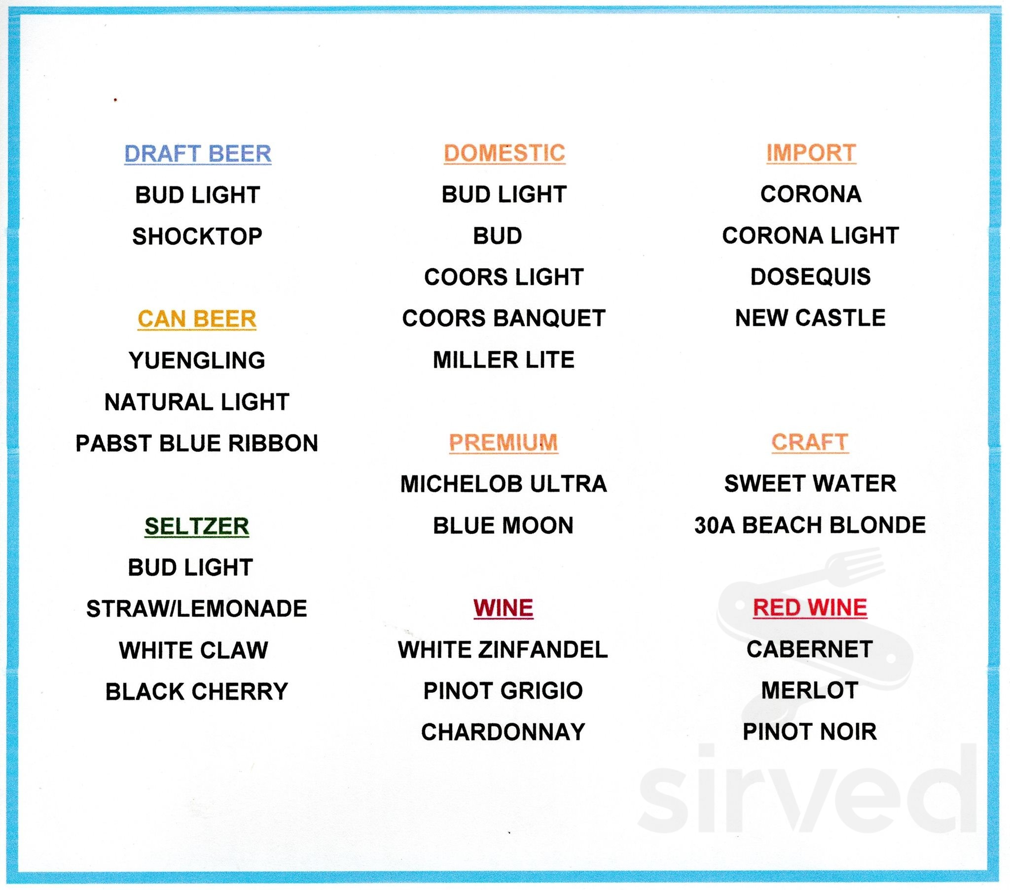 Menu - Panama City FL's Bellyful | Sirved