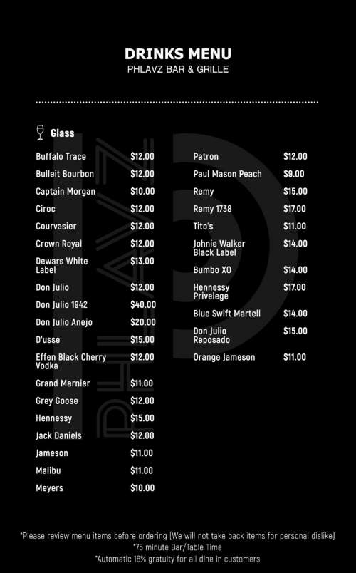 Phlavz menu in Orland Park, Illinois, USA