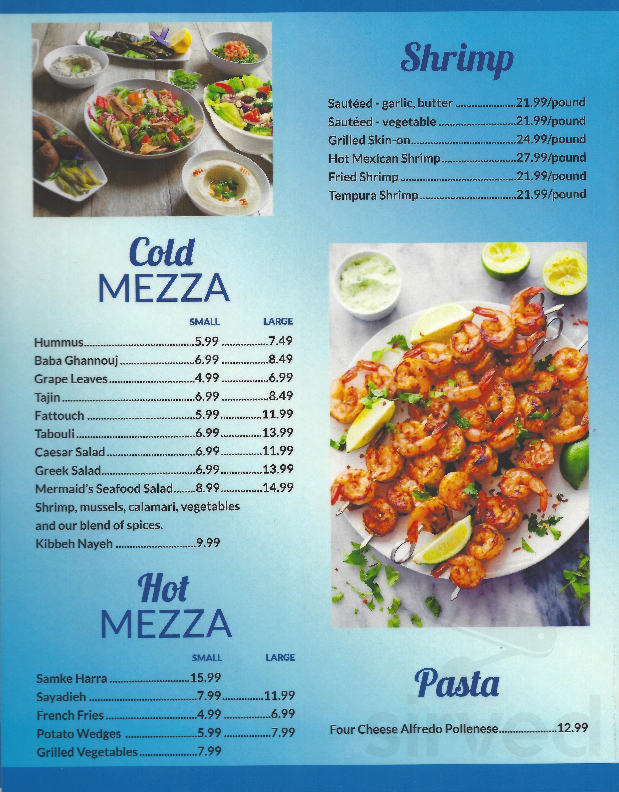 Menu - Ottawa ON's Mermaid's Seafood Restaurant | Sirved