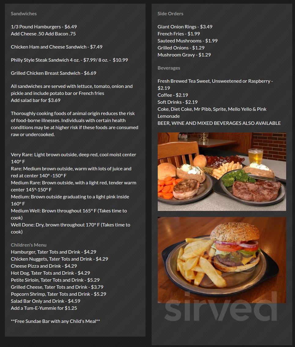 The Great 611 Steak Company menu in Roanoke, Virginia, USA