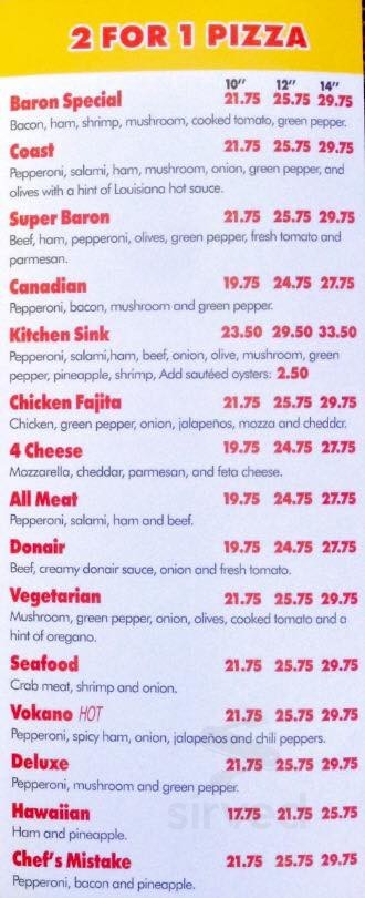 Burger Baron menus in Sundre, Alberta, Canada