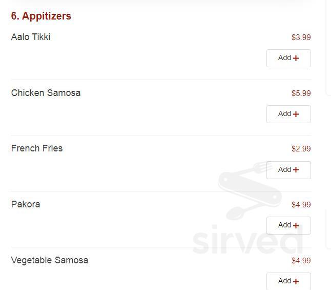 Menu - Renton WA's Foody moody halal Indian Pakistani cuisine | Sirved