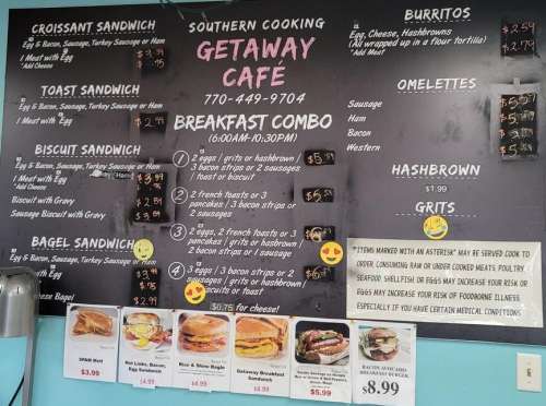 Getaway Cafe menu in Atlanta, Georgia, USA