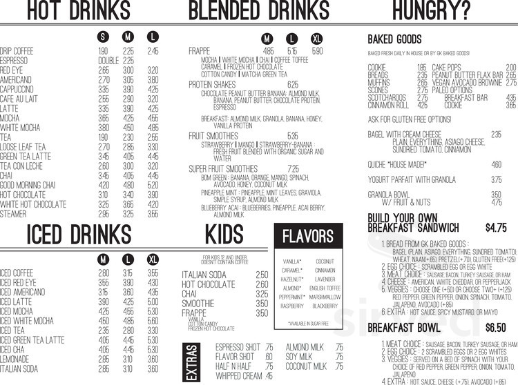 Menu for Mocha Lounge Dupont in Fort Wayne, IN | Sirved