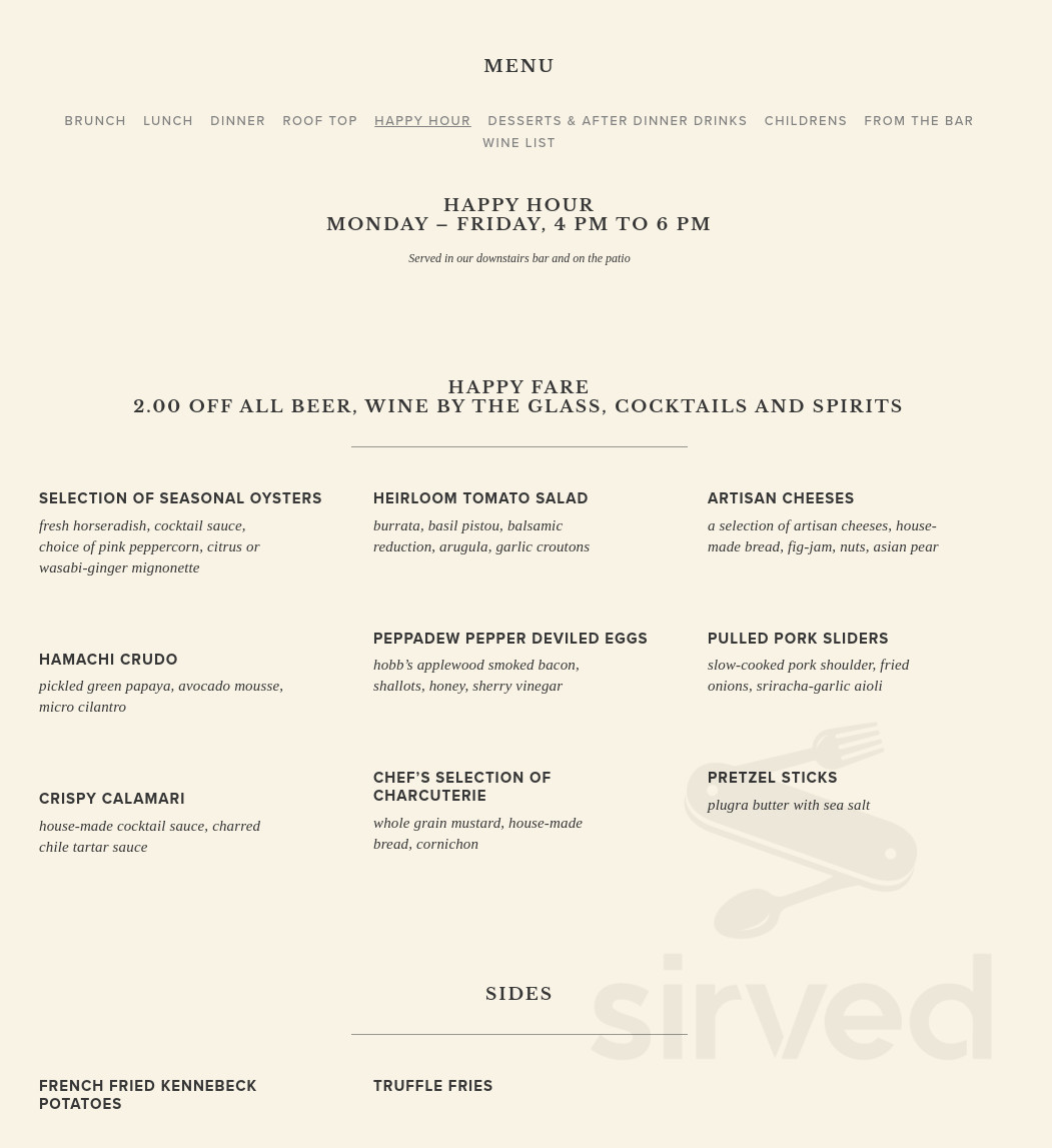 British Bankers Club menu in Menlo Park, California, USA