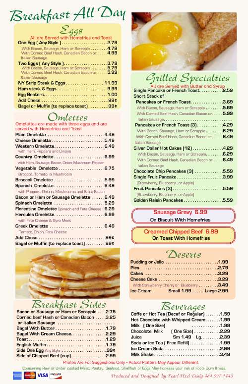 Route 40 Diner menu in Bear, Delaware, USA