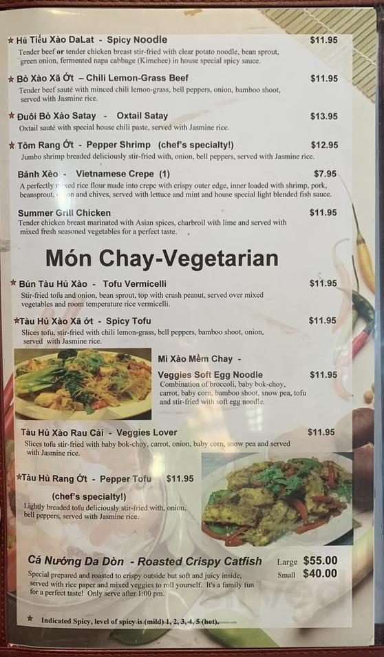 Pho Dalat Authentic Vietnamese Restaurant menu in Tempe, Arizona, USA