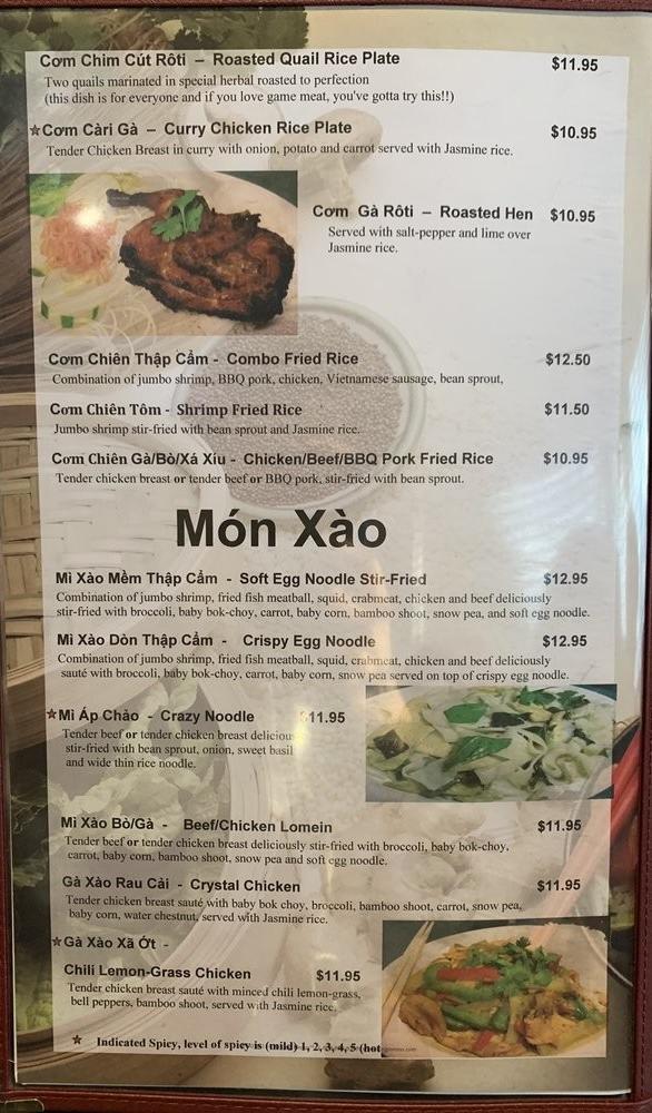 Pho Dalat Authentic Vietnamese Restaurant menu in Tempe, Arizona, USA