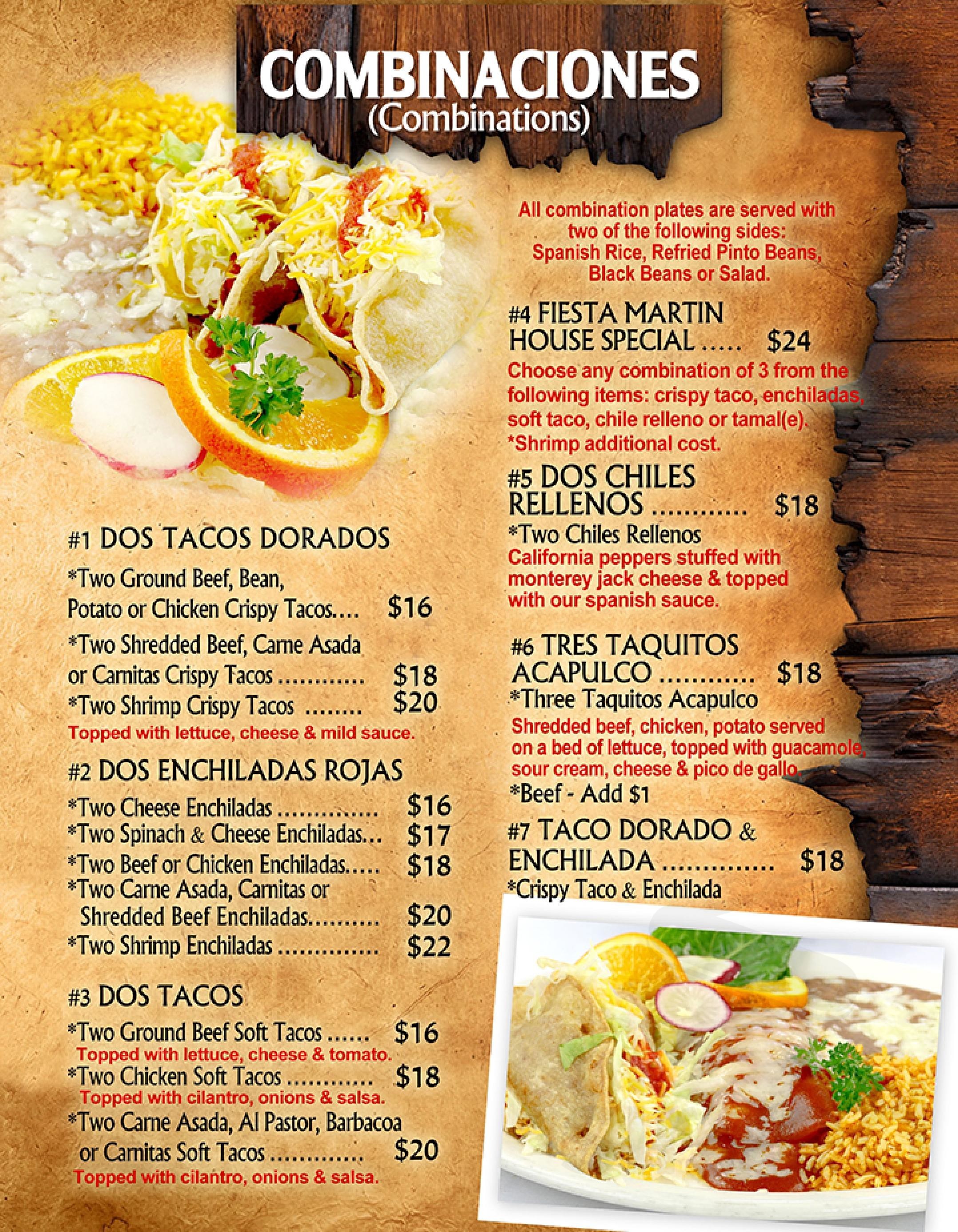 Fiesta Martin Mexican Grill menu in Inglewood, California, USA