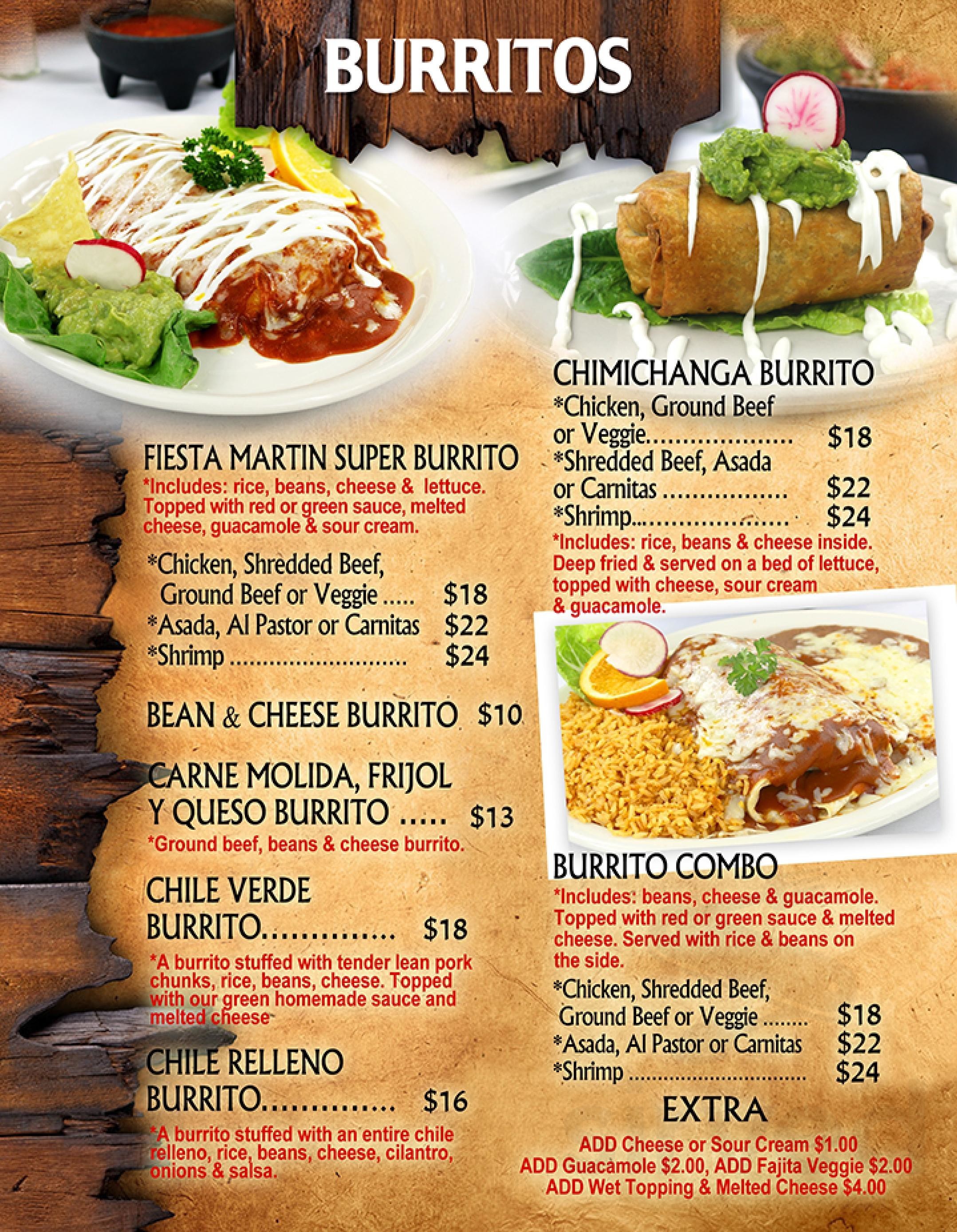 Fiesta Martin Mexican Grill menu in Inglewood, California, USA