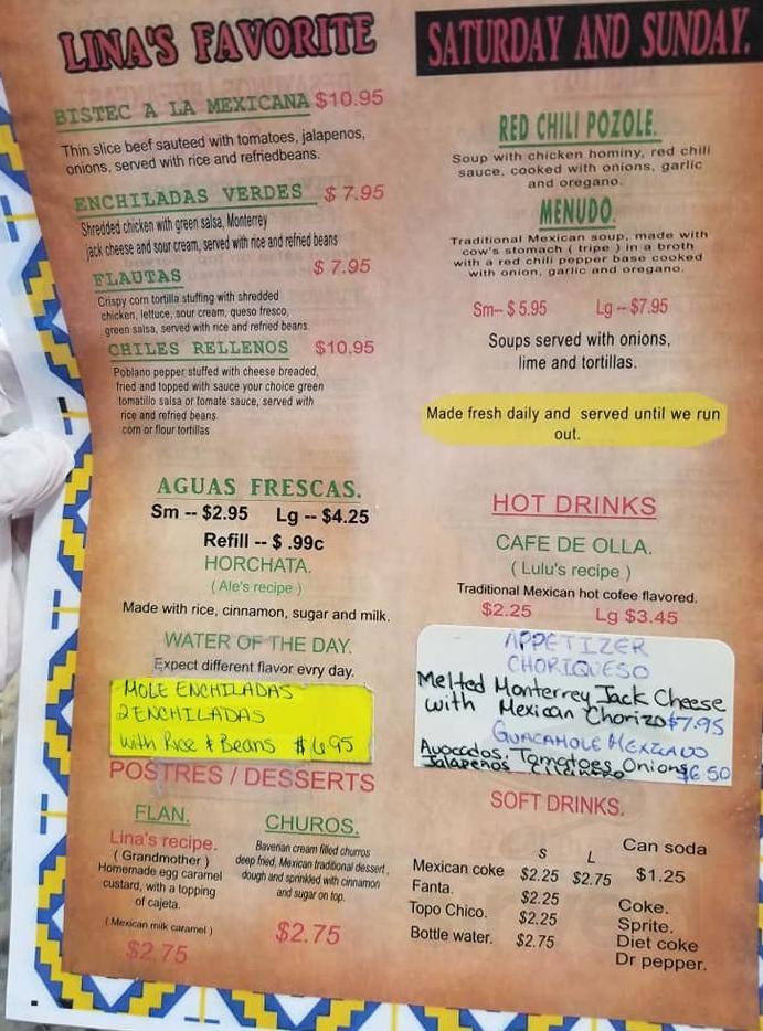 La Casa De Lina menus in Fort Worth, Texas, United States