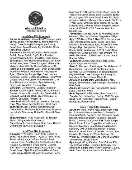 Up North Distillery menu in Post Falls, Idaho, USA