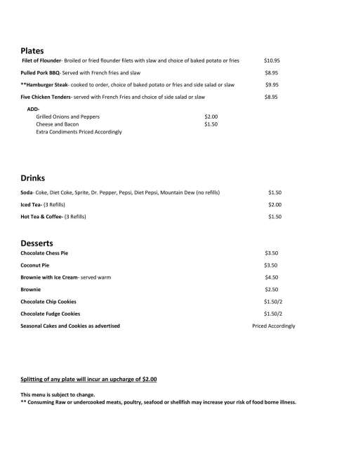 Simply Suzanne's Cafe menu in Martinsville, Virginia, USA