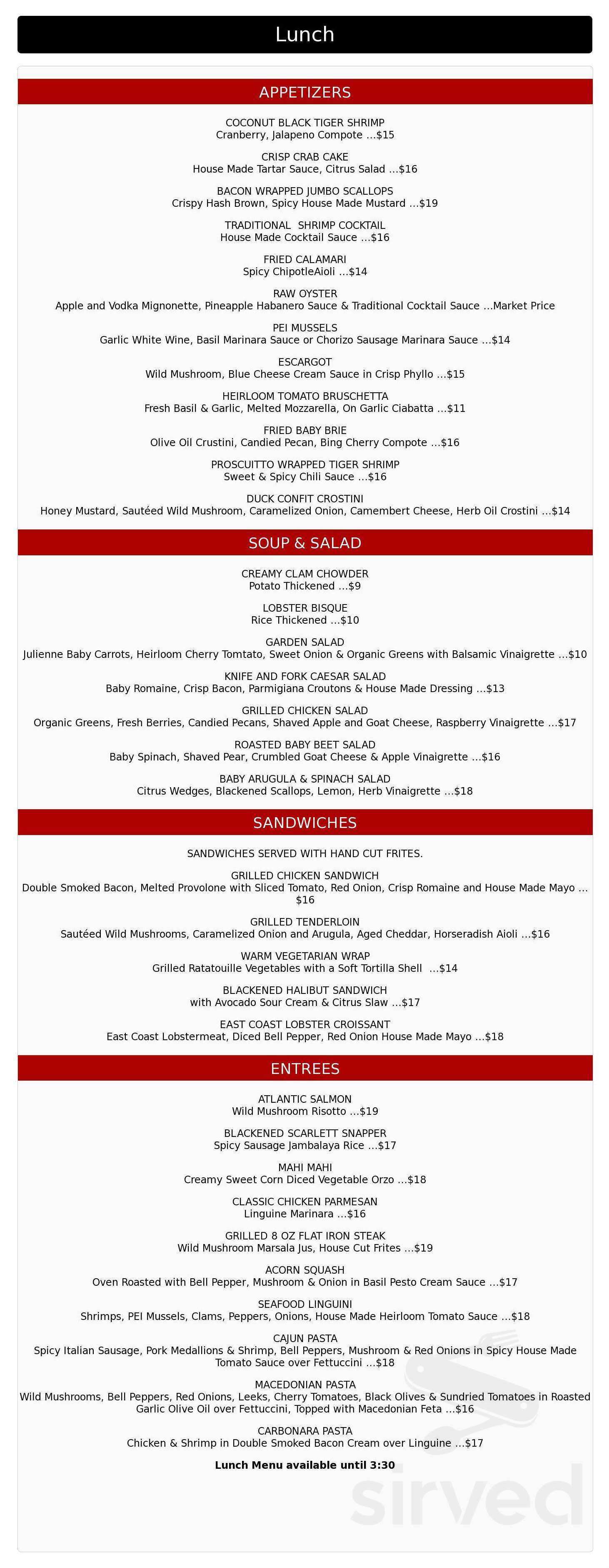 Menu for Shrimp Cocktail in Oshawa, ON | Sirved