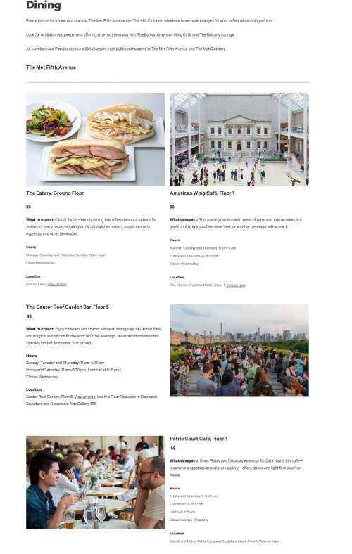 The Met Roof Garden Bar menu in New York, New York, USA