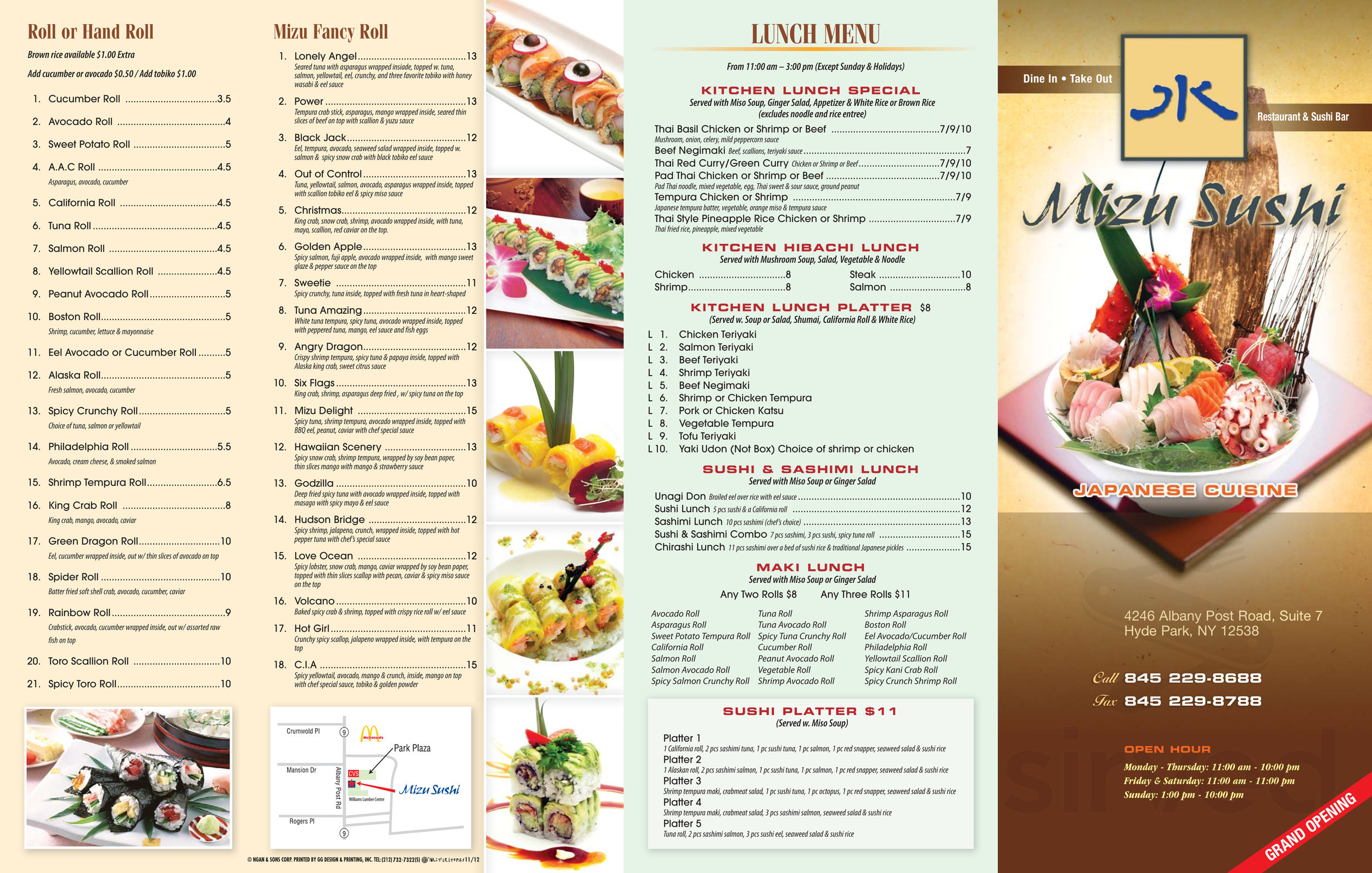 Mizu Sushi menu in Hyde Park, New York, USA