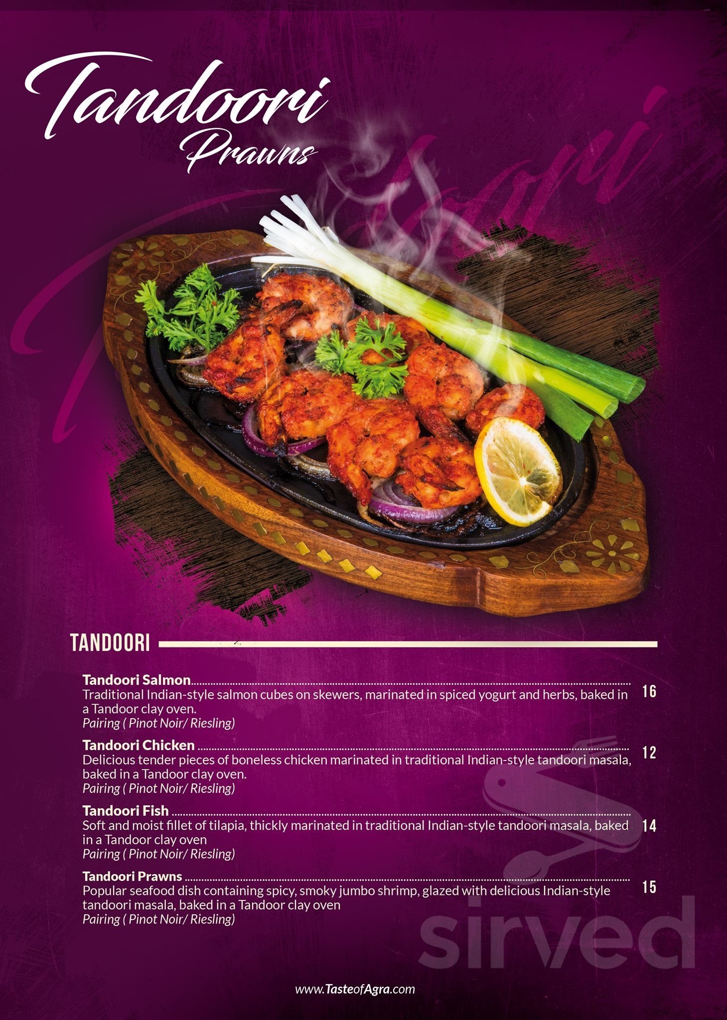 Menu - Scarborough ON's Taste of Agra | Sirved