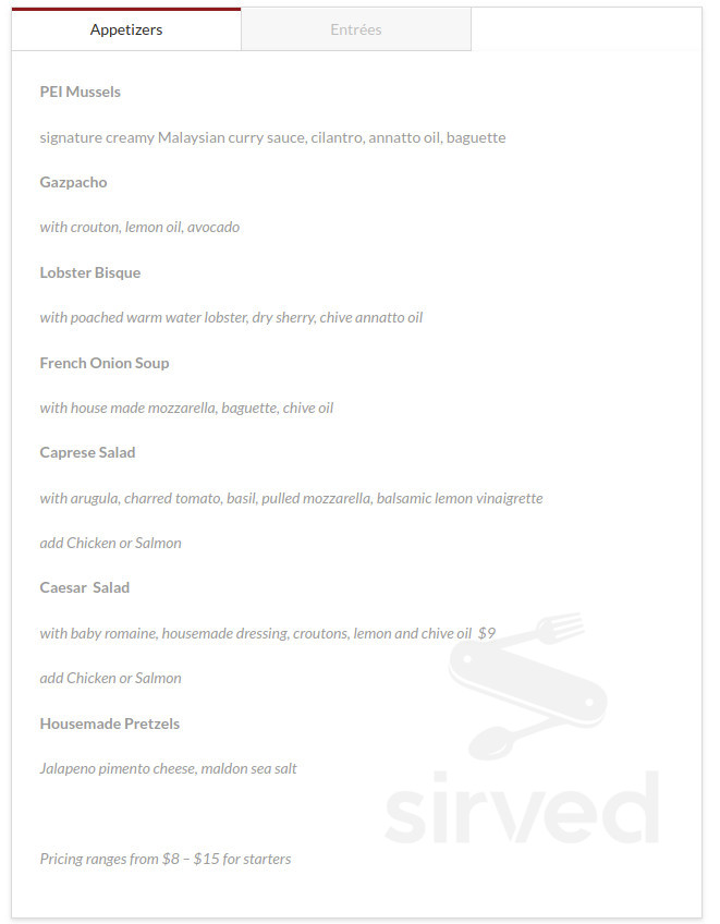 Menu - Boone NC's The Inn at Crestwood | Sirved