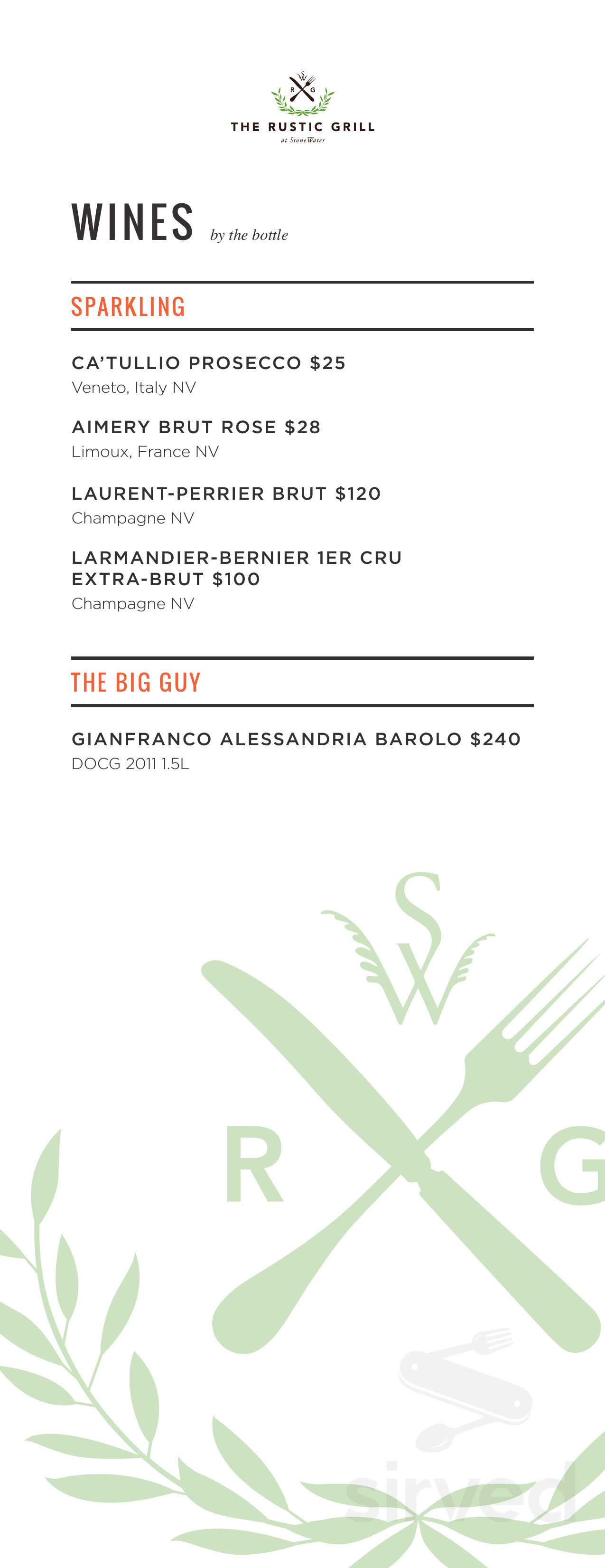 The Rustic Grill at StoneWater Menu - Cleveland, Ohio | Sirved
