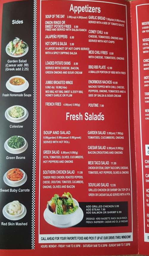 Original Michigan Diner menu in Essex, Ontario, Canada