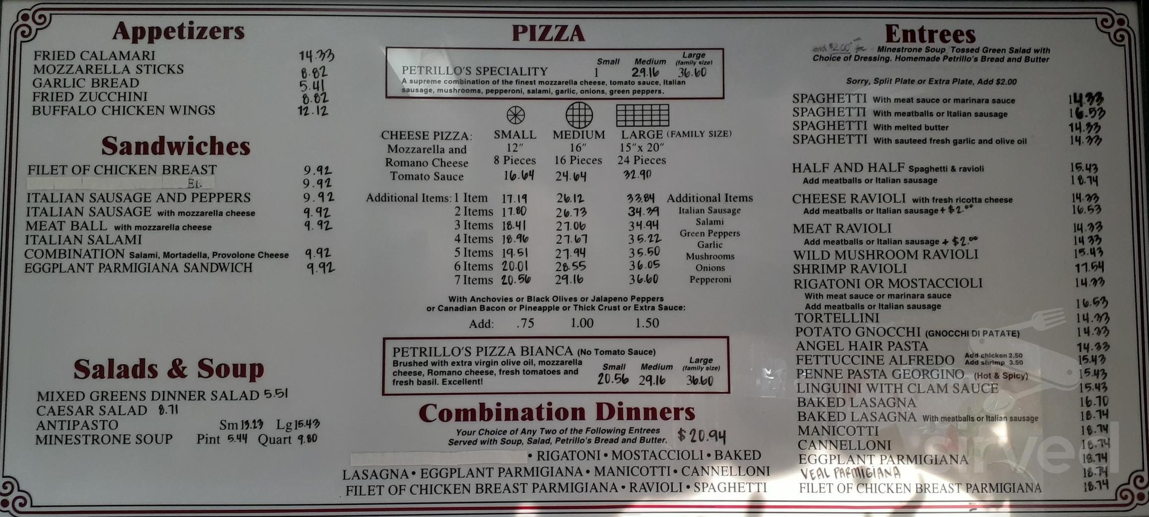 Petrillo's Pizza menu in San Gabriel, California, USA