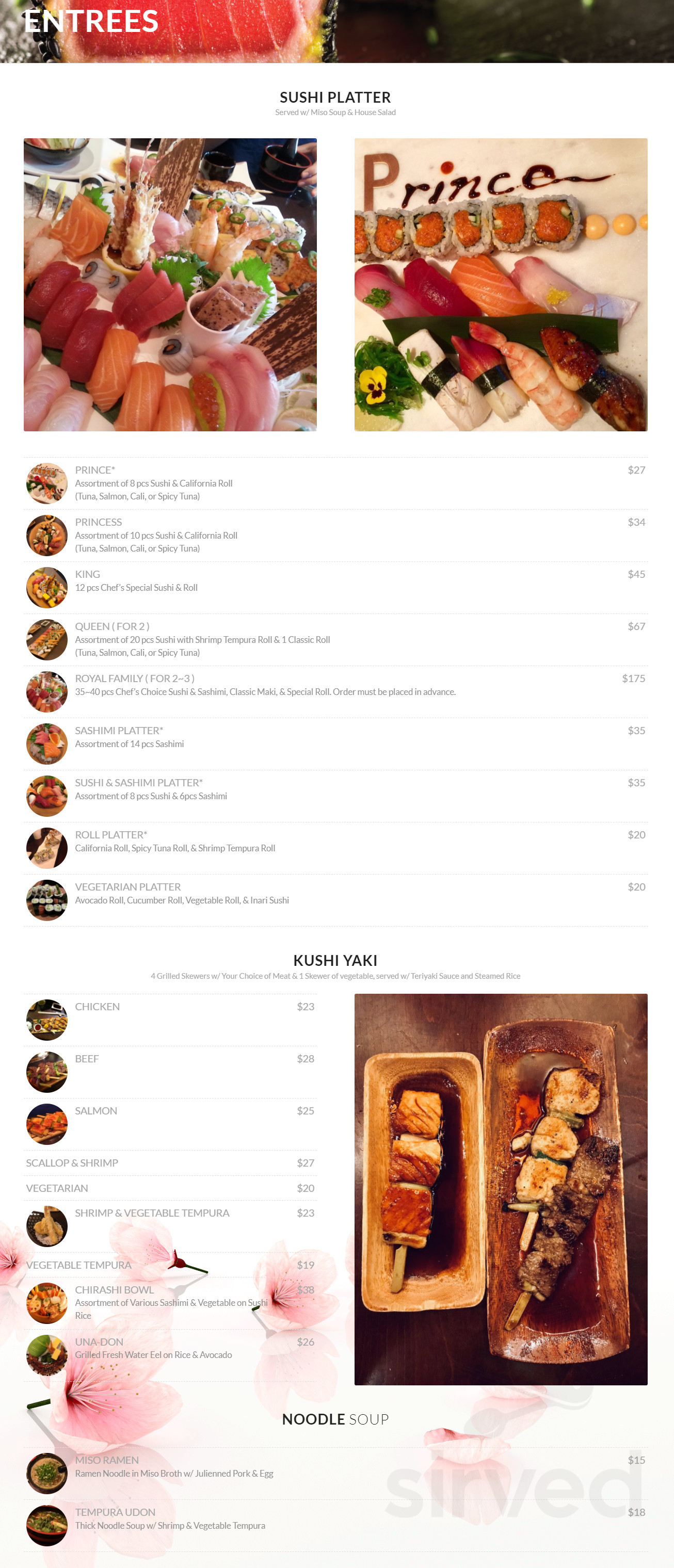 Sushi Prince menu in Fairfax, Virginia, USA