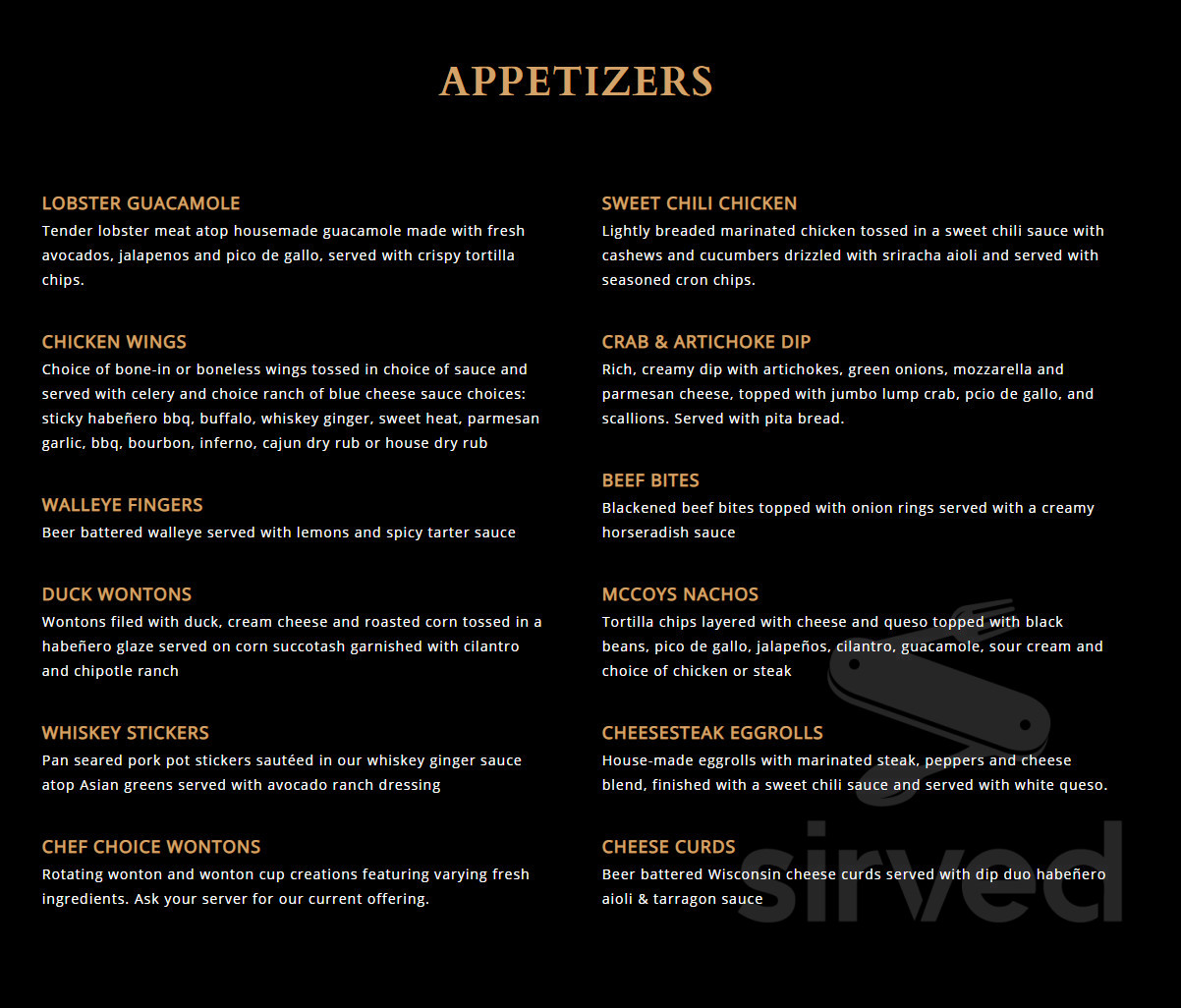 McCoys Copper Pint menu in Shakopee, Minnesota, USA