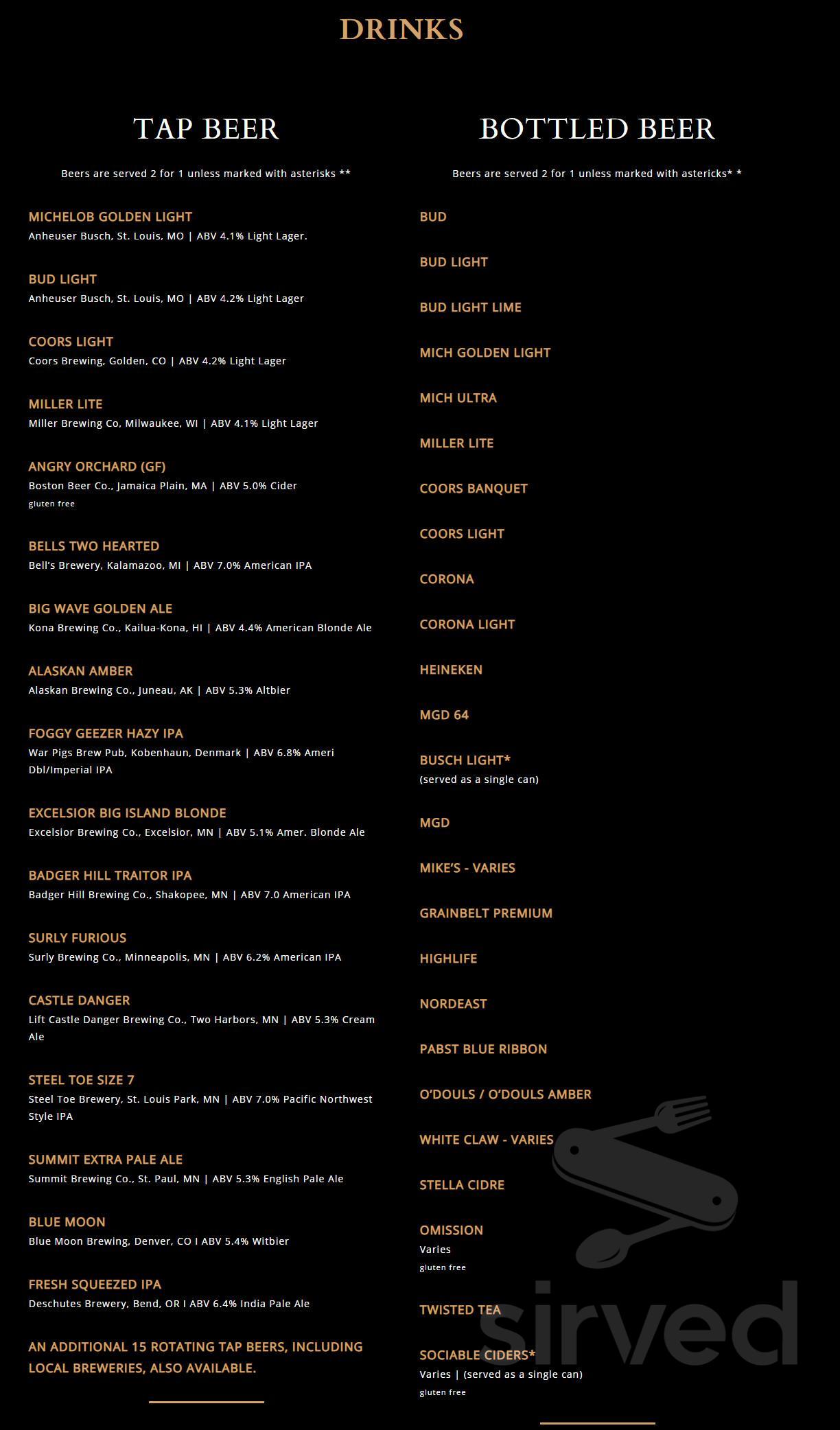 McCoys Copper Pint menu in Shakopee, Minnesota, USA