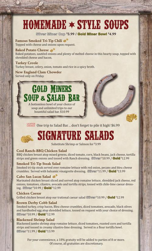 Old California Mining Company menu in San Marcos, California, USA