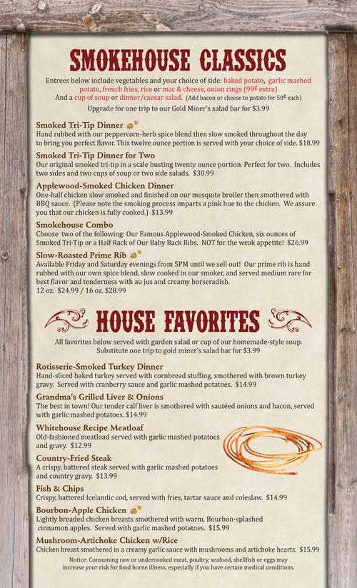 Old California Mining Company menu in San Marcos, California, USA