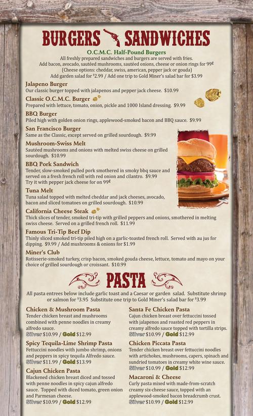 Old California Mining Company menu in San Marcos, California, USA