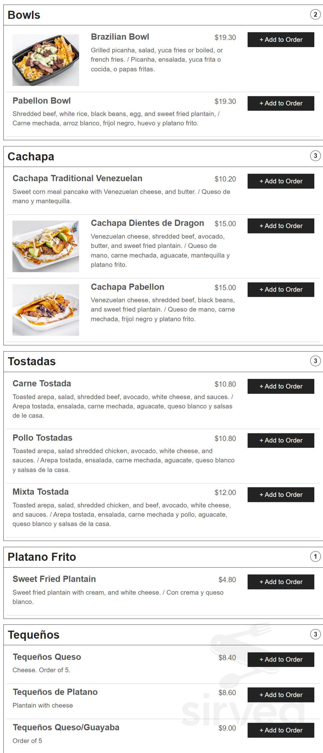 Que Chevere! menu in McAllen, Texas, USA